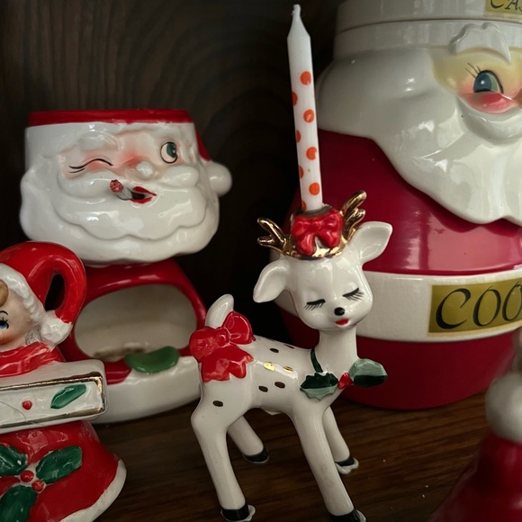 Lefton | Holiday | Rare Lefton White And Gold Holly Reindeer Candle ...
